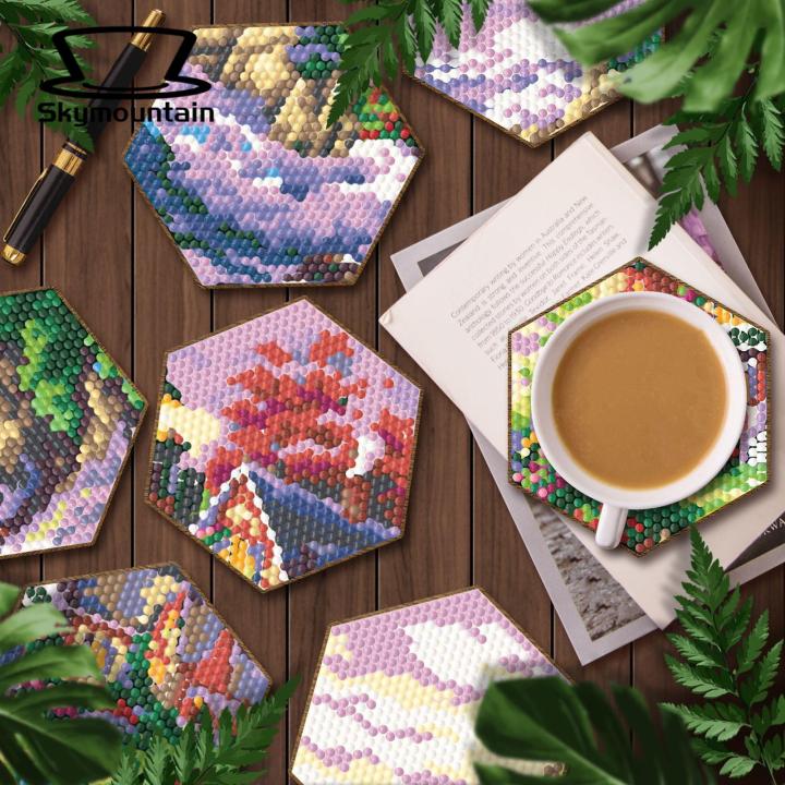 Rhinestone Coaster Craft Sparkling Diamond Painting Coaster Set Diy Kit ...