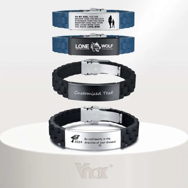 Vnox Silicone Wristband Bracelet for Men Boys,Inspirational Sentimental ...