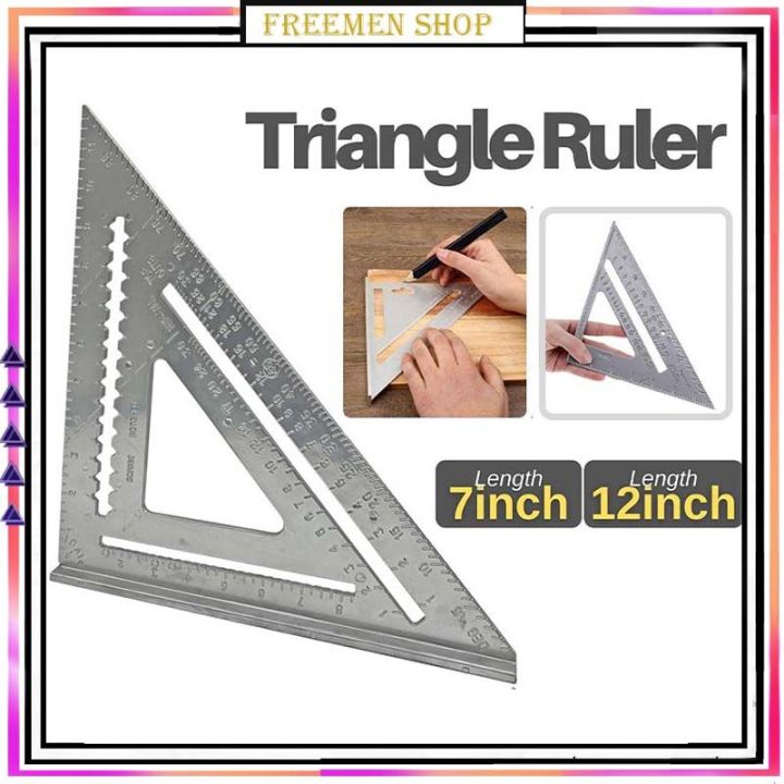 7/12inch Triangular Ruler Square Metric Aluminium Alloy Triangle Angle ...
