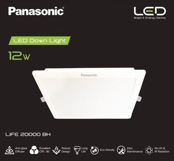 12W PANASONIC LED PANEL RECESSED SQUARE LIGHT 6500K / COOL WHITE [ID ...
