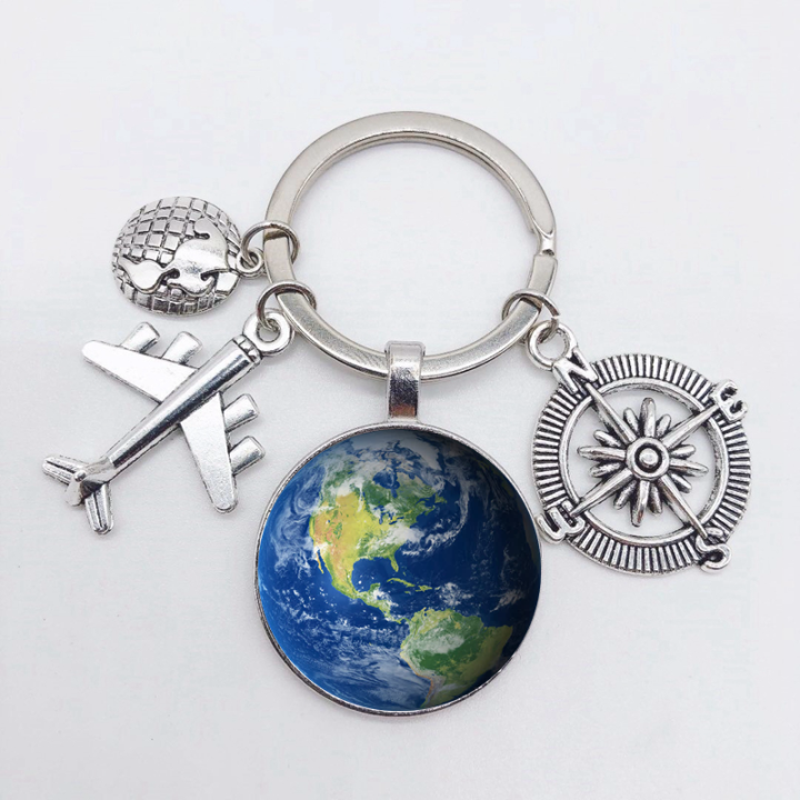 【Parchment & Lace】Earth plane keychain pendant earth compass ...