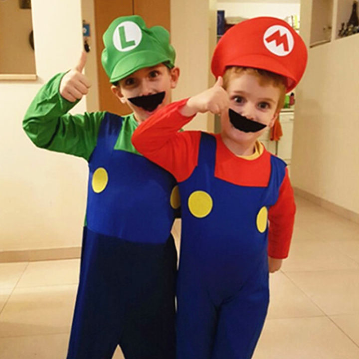 Child Super Mari Bros Cosplay Costumes Kids Anime Fantasy Romper Boy ...