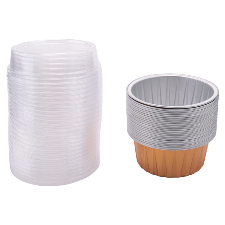 Dessert Cups with Lids, 25 Pack Gold Aluminum Foil Baking Cups Holders ...