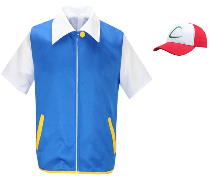 Anime P-PokemonING Go Blue Jacket Costume Boys Girls Ash Ketchum ...