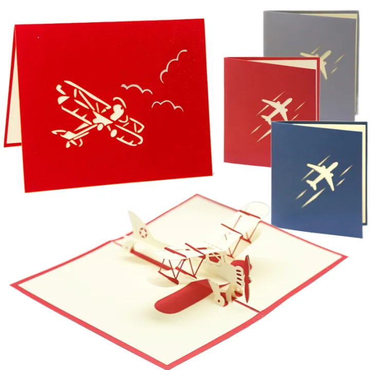 Party Invitation Cards 3D Airplane Style Greeting Model Decoration ...