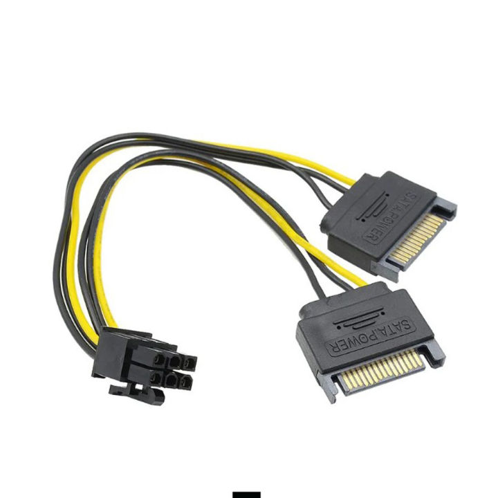 SATA 15 Pin Dual Male to 6 PIN FeMale Graphics Card Power Cable 15 Pin ...
