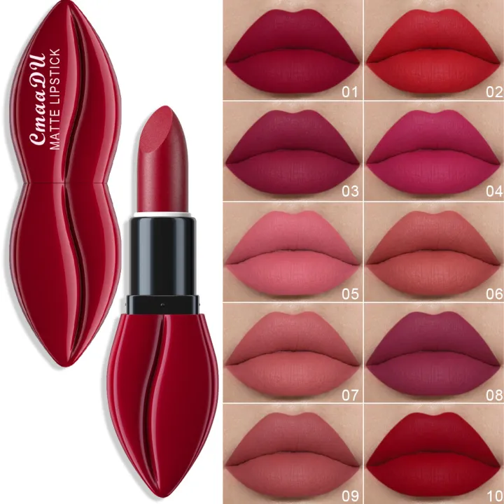 CmaaDu 10 Colors Long-Lasting Matte Lipstick Lip Stick with Rich Velvet ...