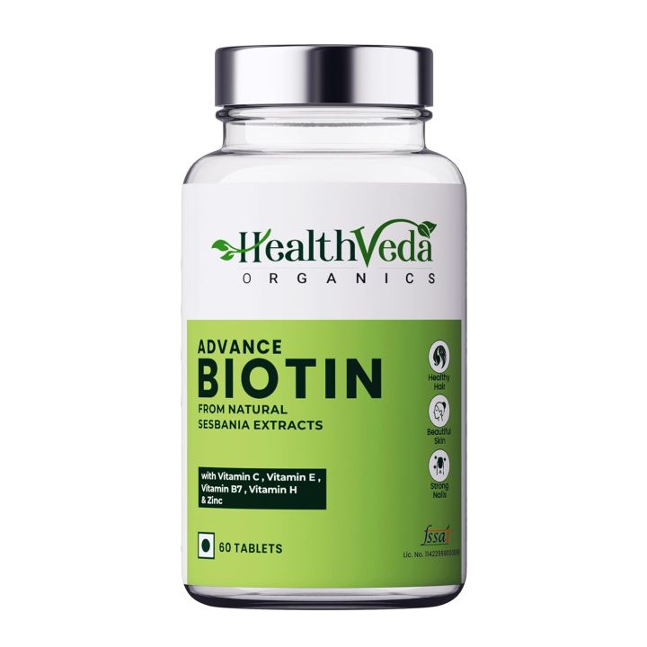 Health Veda Organics Advanced Biotin Tablets | Boosts Keratin ...