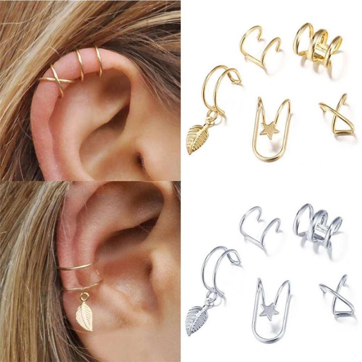5 Pcs/set Ear Bone Clip Hollow C-shaped Ear Clip Set Earrings For Women ...