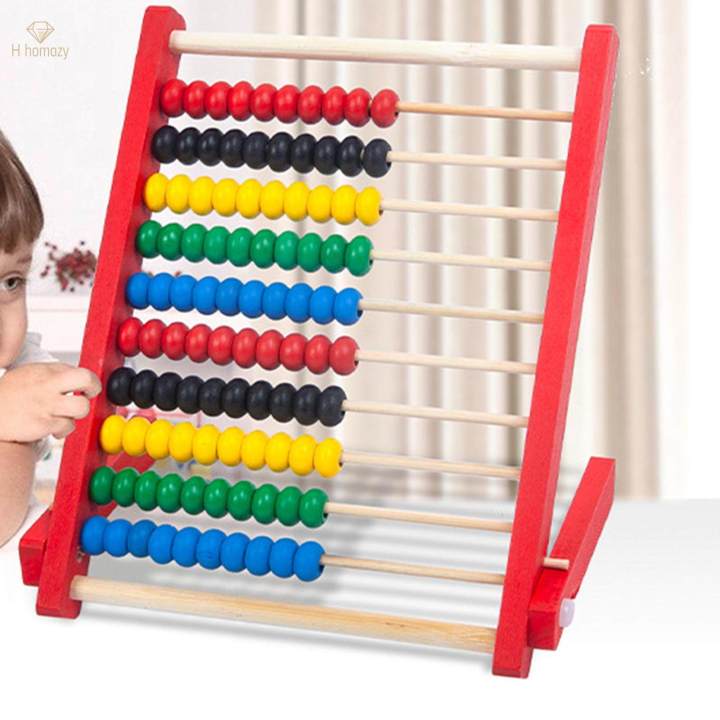 10 Row Wooden Counting Frame Abacus Classic Wooden Math Game Toy ...
