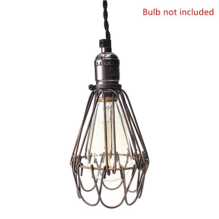 Vintage Pendant Trouble Light Bulb Guard Cage Ceiling Hanging Lampshade ...