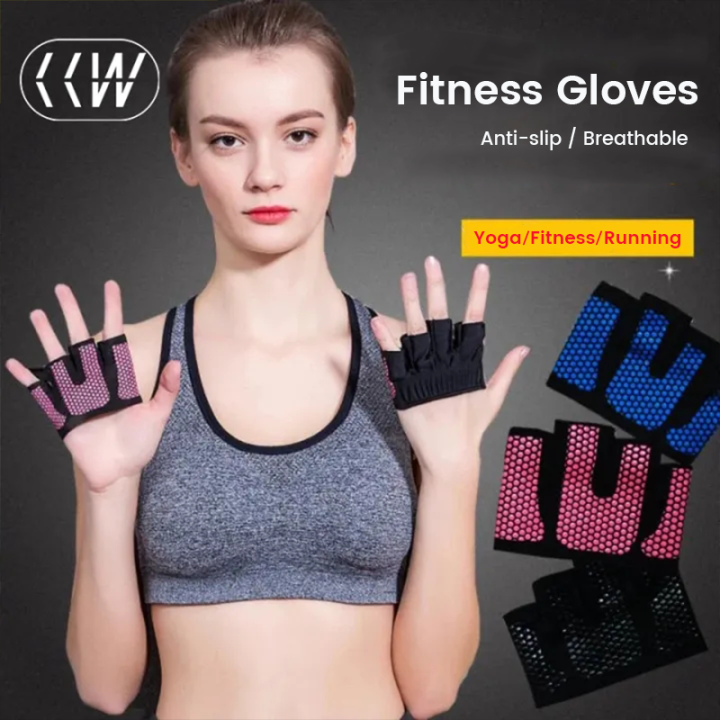 CCW 1Pair Gym Workout Fitness Half Finger Gloves Anti-Slip Crossfit Workout Glove Breathable ...