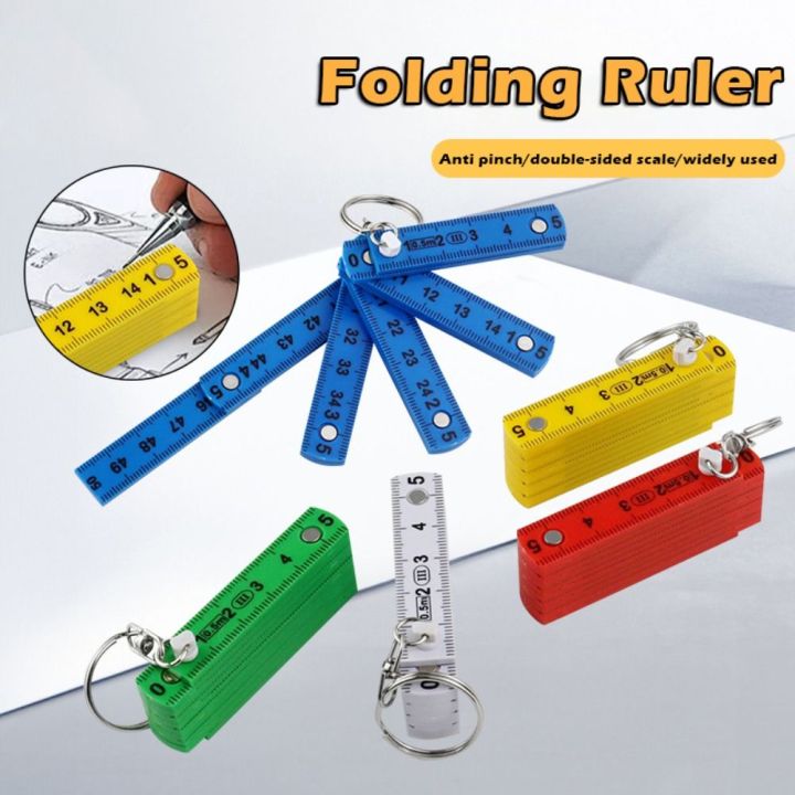 Portable 0.5m 10-Fold Folding Ruler with Keychain Anti Pinch Measuring ...