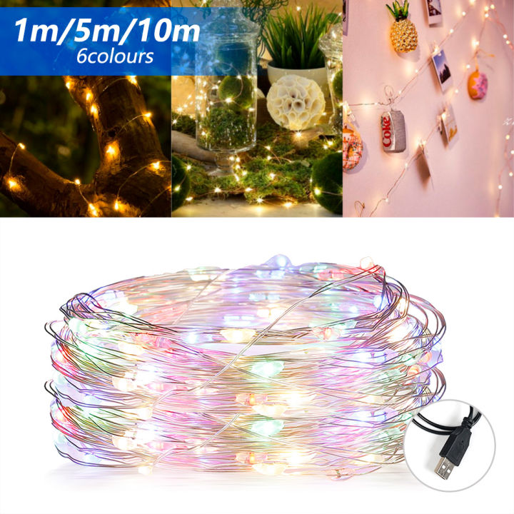 1/5/10M USB LED String Light Waterproof LED Copper Wire String Holiday ...