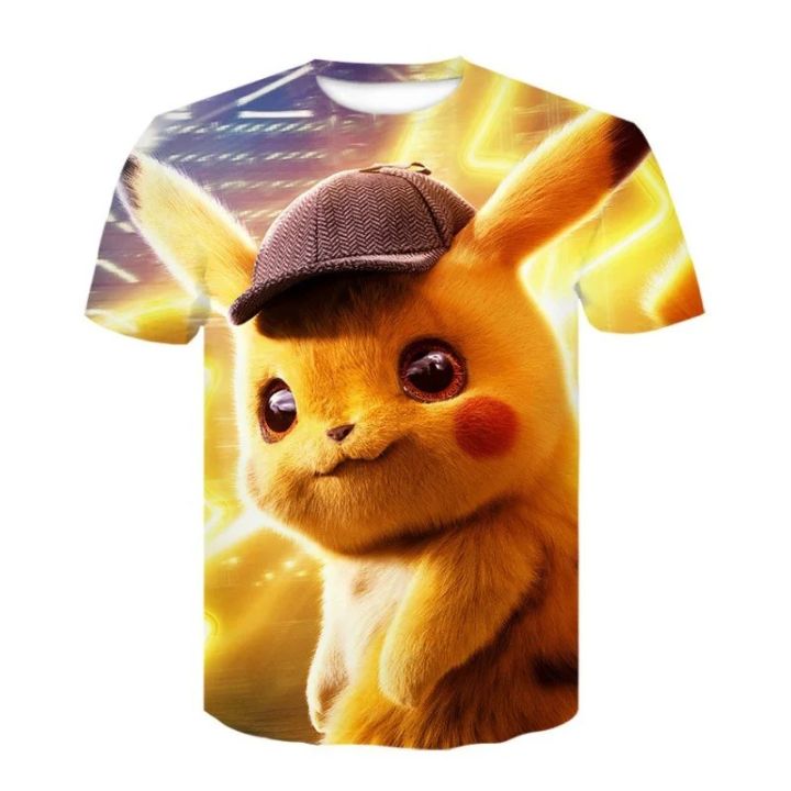 Pokemon T-shirt Bandai 2024 Summer Cartoon 3d Printing Pikachu Clothes ...