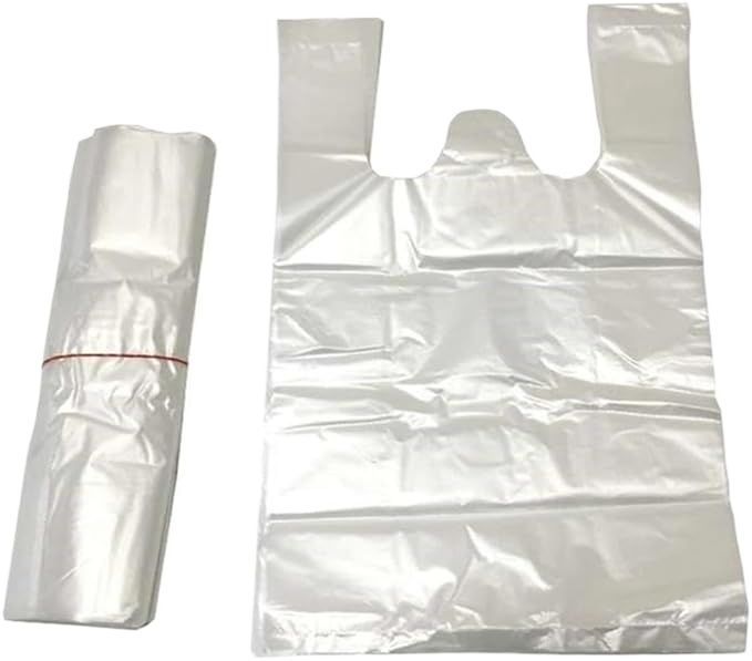 Plastic Shopping Bags 100 Bags Clear Grocery Bags with Handles T Shirt ...
