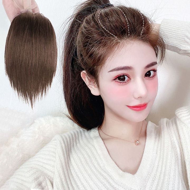 Short Seamless Clip Lining of Hair Top Hair Extension Fake Fringe Hair ...