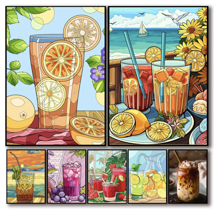 A4 Sized Poster Drinks Juice Wall Posters PVC Framed Wall Decors | Daraz.lk