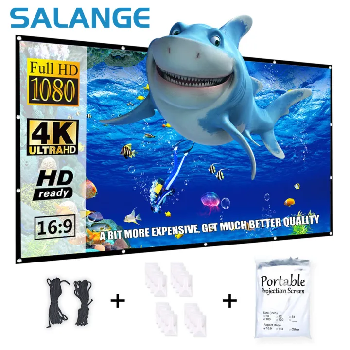 Salange rojector Screen 100 inch 120 inch 150 ortable Foldable for ome ...