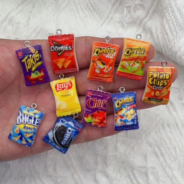 10pcs/pack Mini Snack Resin Charms Earring Keychain Necklace Pendant ...