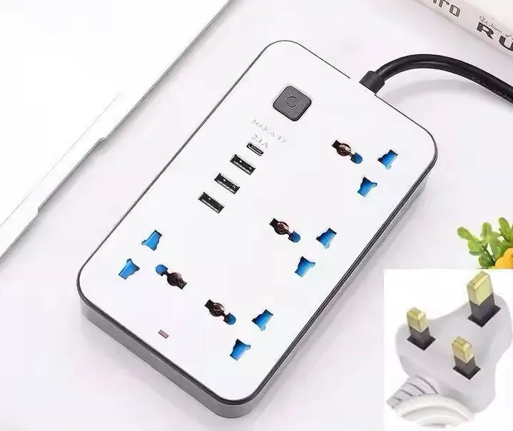 Extension Cord with 4 Power Socket and 3 USB Slots, 4 Way Power Strip ...
