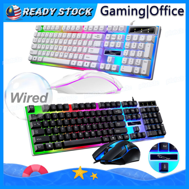 LED Gaming Keyboard Mouse Computer Wired USB Luminous Gaming Keyboard ...