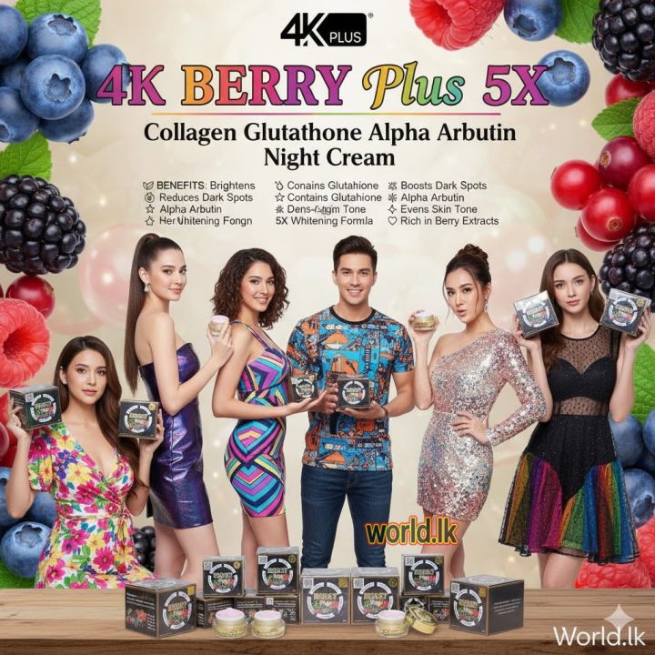 4K BERRY Plus 5X WHIi TENING Collagen Glutathione Alpha Arbutin Night ...