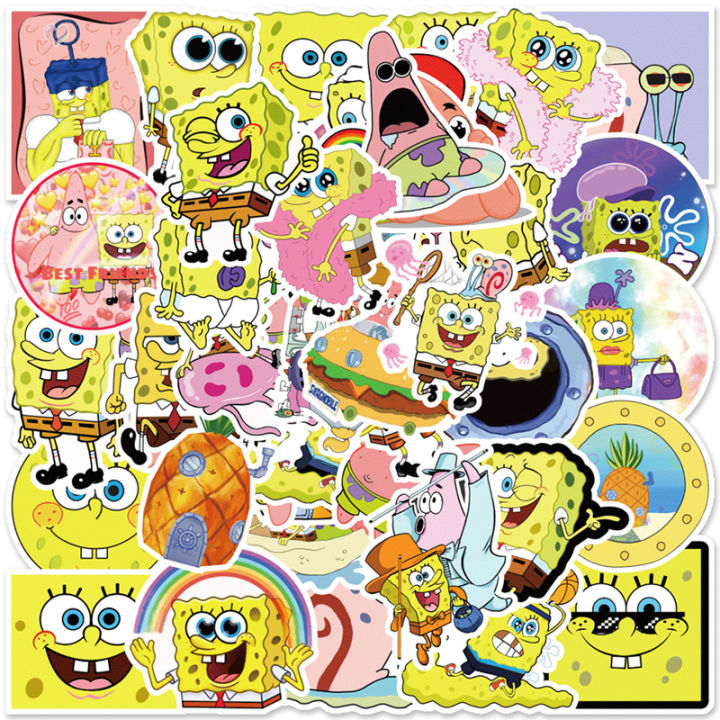 20/40pcs Spongebob Stickers Square Pants American Animation Stickers ...
