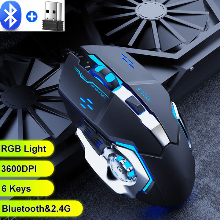 Bluetooth Mouse 2.4Ghz Gaming Mouse Rechargeable Wireless Mouse USB ...