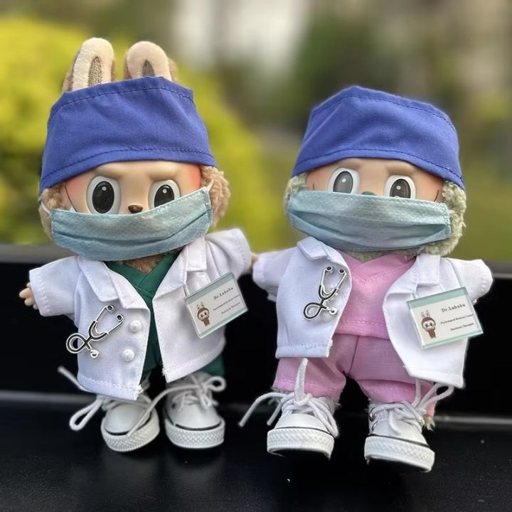 In Stock Labubu 17cm Doctor Uniform Set Green Blue Vinyl Cloth Doll ...