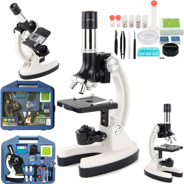 28 Pieces 1200x Student Biological Educational Microscope Set Metal ...