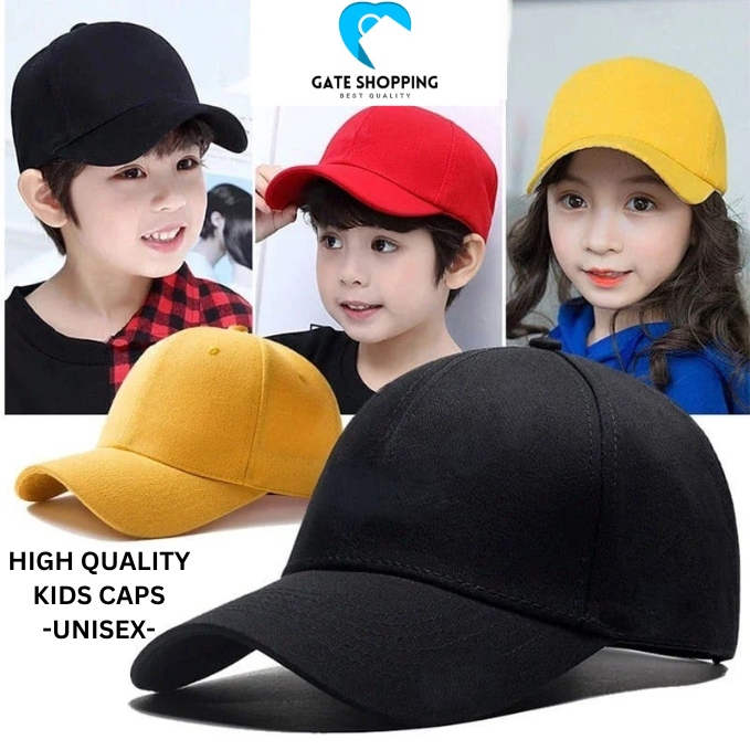 Black Caps for Kids Caps for Babies 2 to 12 years Sports Sun Caps With ...