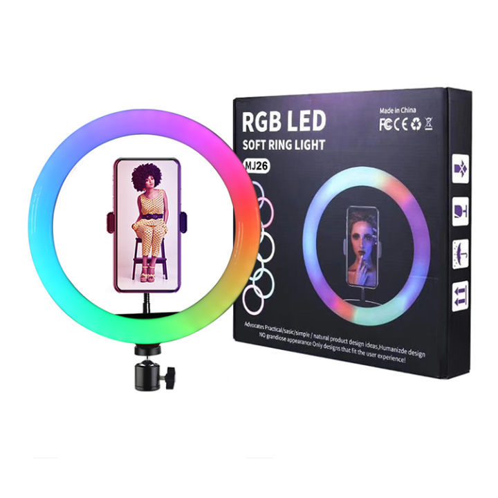 13inch 10Inch RGB LED Soft Ring Light Phone Clip Colorful Photography ...