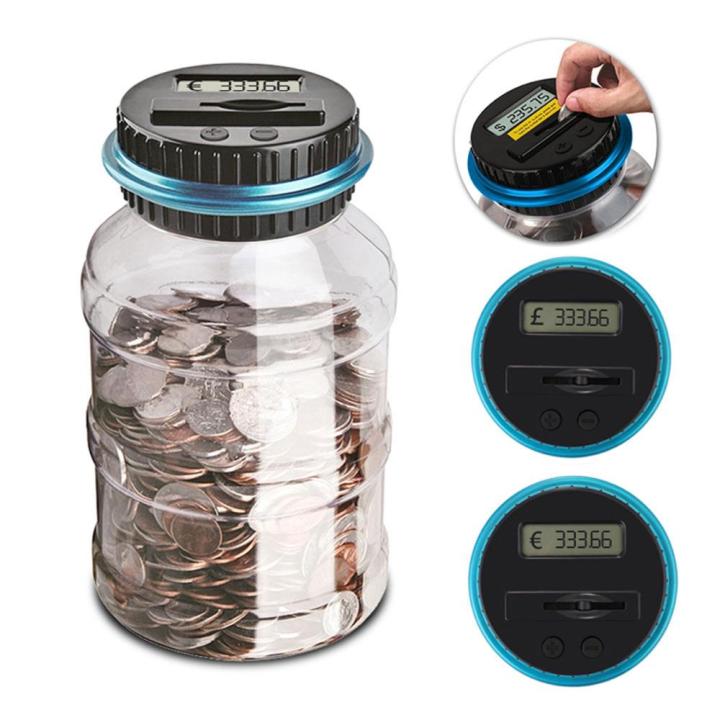 .5L Digital Automatic LCD Display Coin Counter Coins Counting Jar Money ...