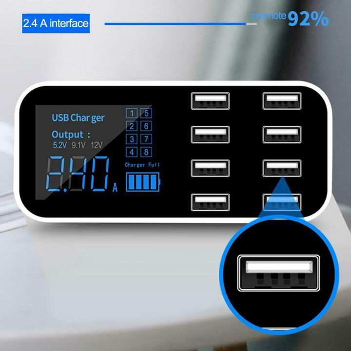 USB 8 multi-port adapter Car Charger smart LED display charging station ...