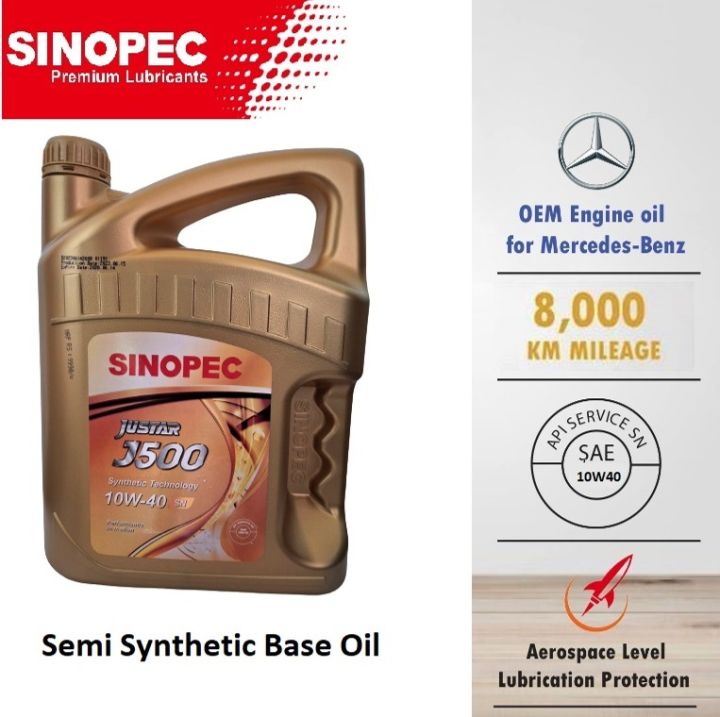 SINOPEC 10W40 SEMI-SYNTHETIC Engine Oil (Made in Singapore) 8000KM ...