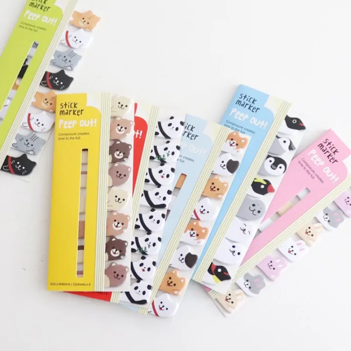 Sweet Journal 120 Sheets Cartoon Animal Sticky Notes Stick Marker Memo ...