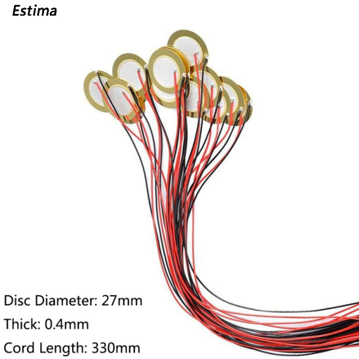 15 PCs Piezo Pickup 27mm Piezo Amplifiers Discs With 13" Leads Contact Microphone Trigger Sound ...