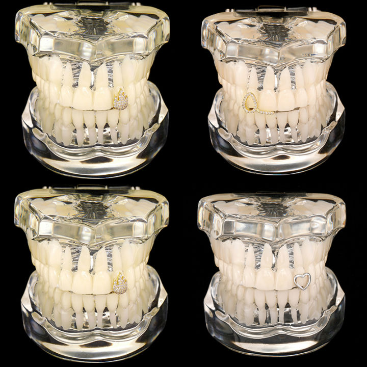 New Teeth Grillz Men Women Iced Out Hollow Single Double Teeth Cap ...