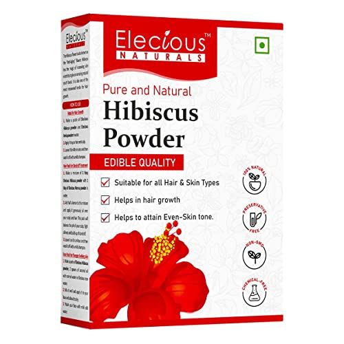 Elecious Hibiscus powder for hair growth, face and skin (200 Grams ...