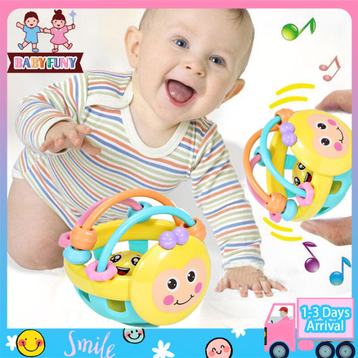 Baby Rattle Toy Cartoon Hand Knock Rattle Dumbbell Kids 0-12 Months ...