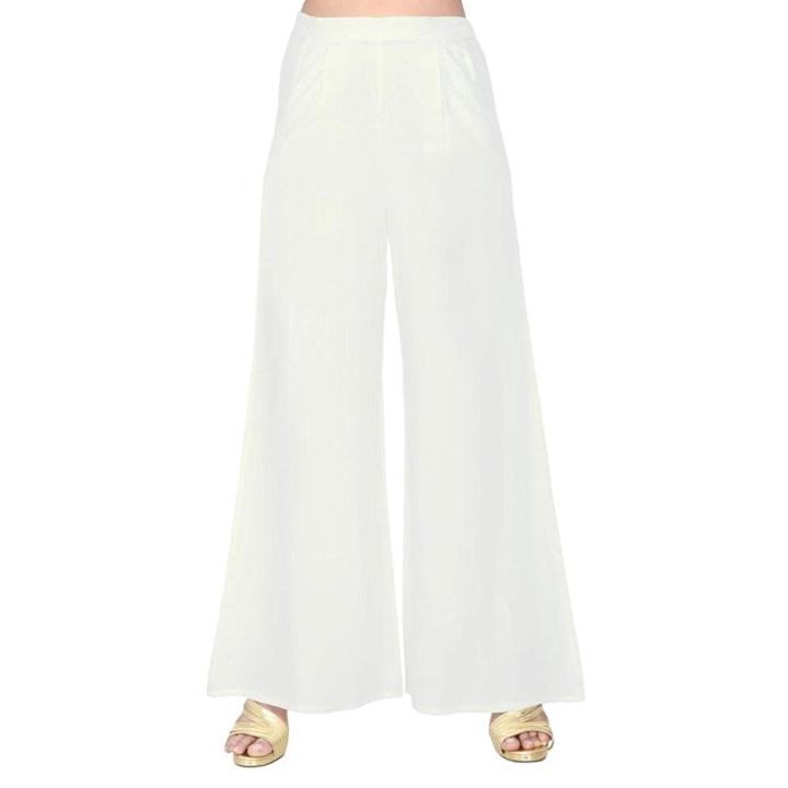 Women Ladies Viscose White Plaza Palazzo Plazo Elephant Pant Trouser ...