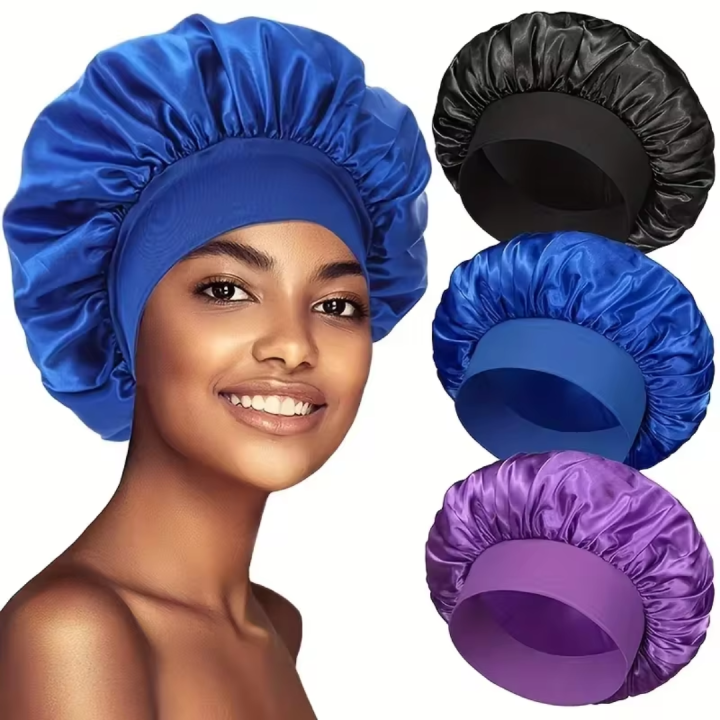 Women's Fashion Bonnet Solid Color Hair Hat Narrow Edge Elastic Silk ...