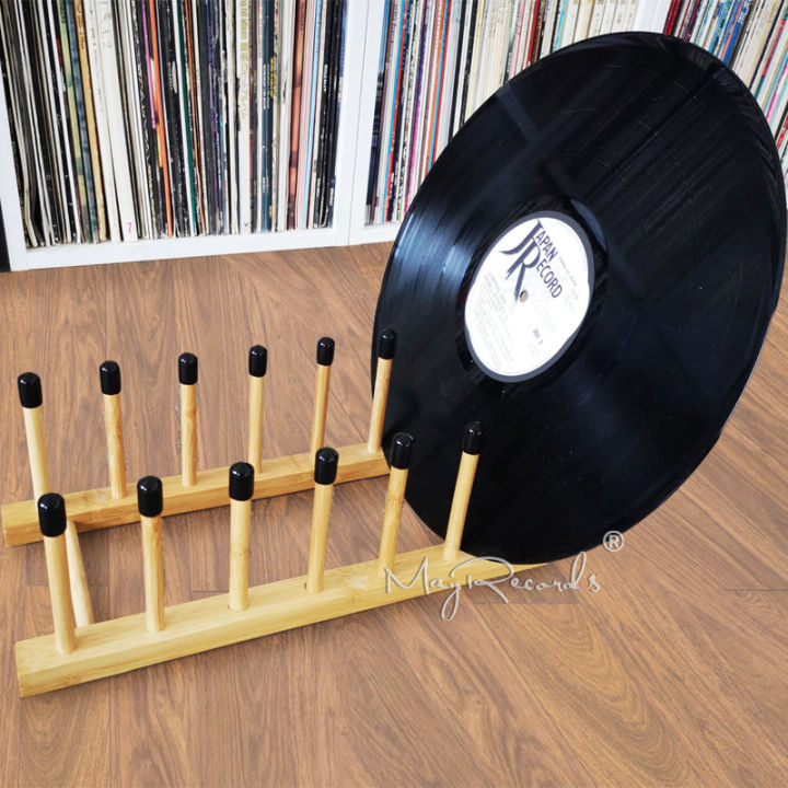 LP Vinyl Record Storage Rack Wooden Bamboo Holder Display Stand Dish ...