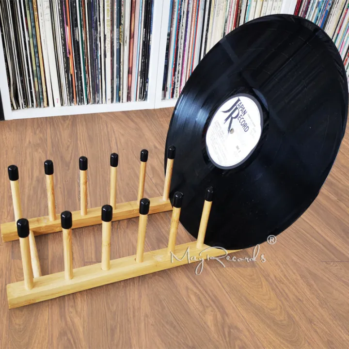 LP Vinyl Record Storage Rack Wooden Bamboo Holder Display Stand Dish ...