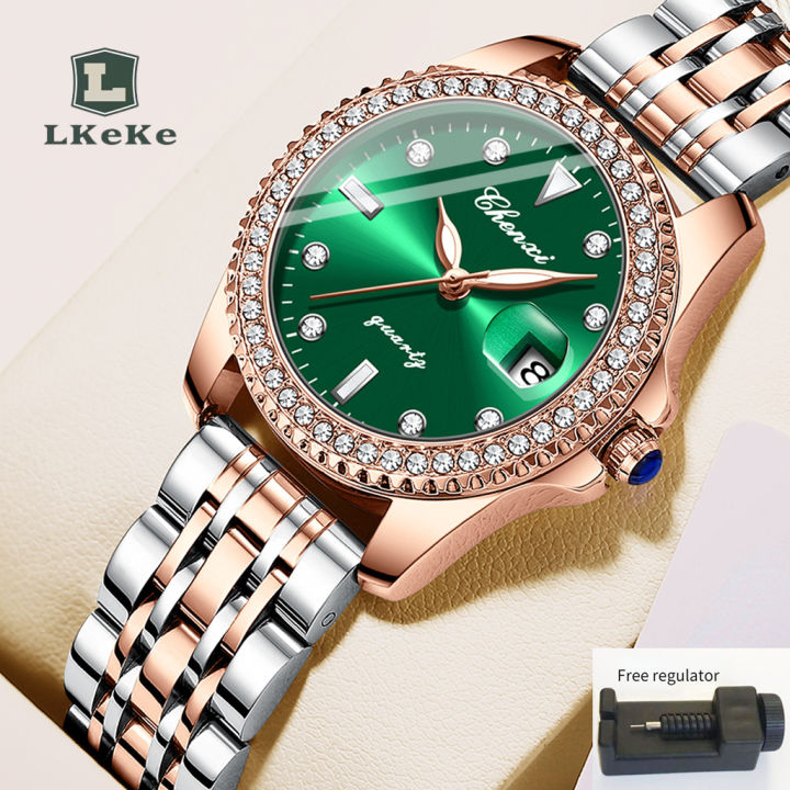 Analog Watches Women's Fashion Diamond Watch Calendar Window Adjustable ...