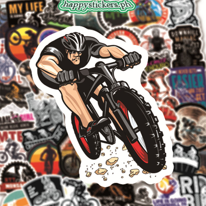 50pcs Mountain Bike Stickers Waterproof Vinyl Stickers Bicycle Decals ...
