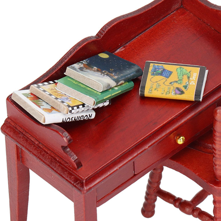 Miniature Desk Chair Book 1/12 Dollhouse Furniture Decor Set ...