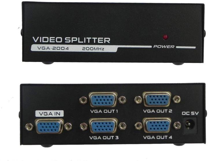 Tobo 4 Port VGA Splitter 1x4 1 to 4 Ports VGA Video HD Signal Amplifier ...