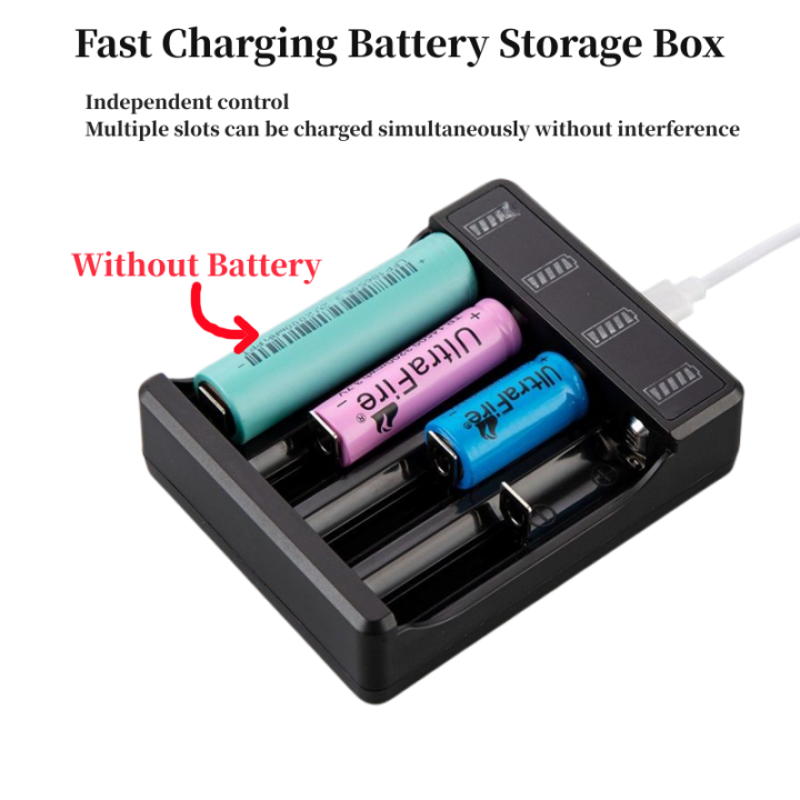 Fast Charging Storage Box With Type-C Cable Usb 4.2v Lithium 2/4 Slot ...
